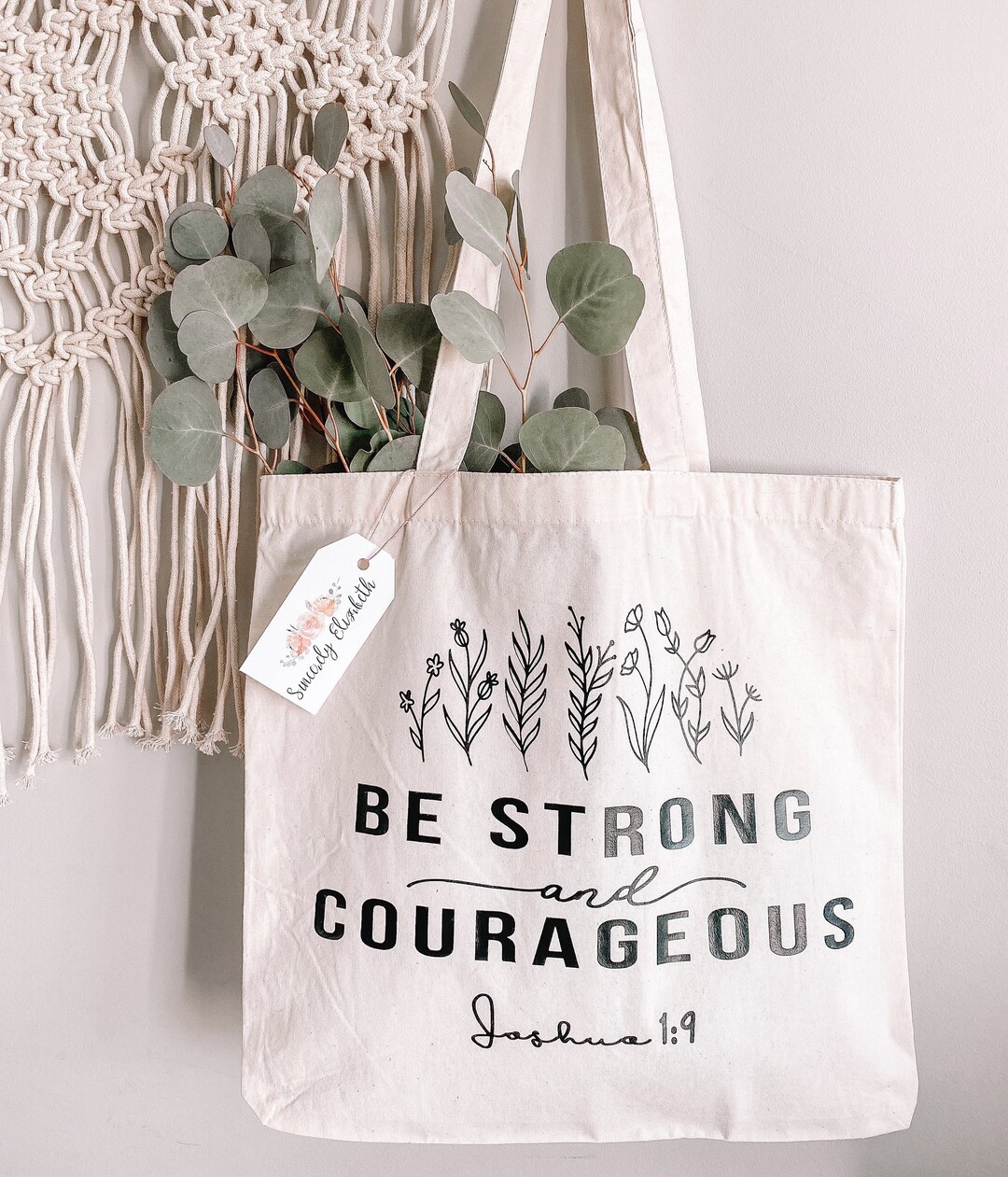 Be Strong and Courageous Tote Bag, Positive Message, Church Bag, Work ...