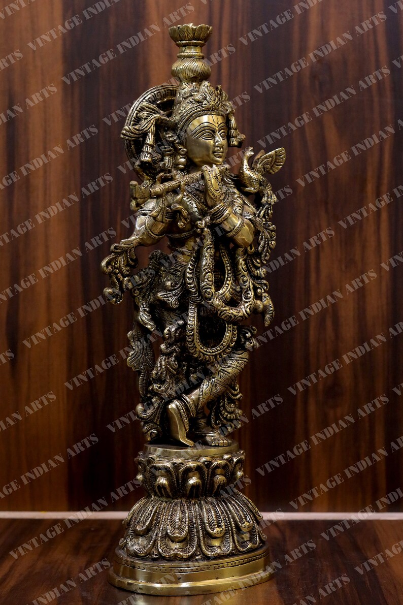 Brass Radha Krishna Beautiful Krishna Statue, Home Decor Gift, Indian ...