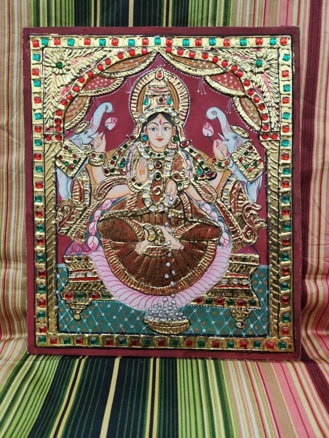Tanjore Painting Indian Painting Laxmi Tanjore Art Small Size - Etsy