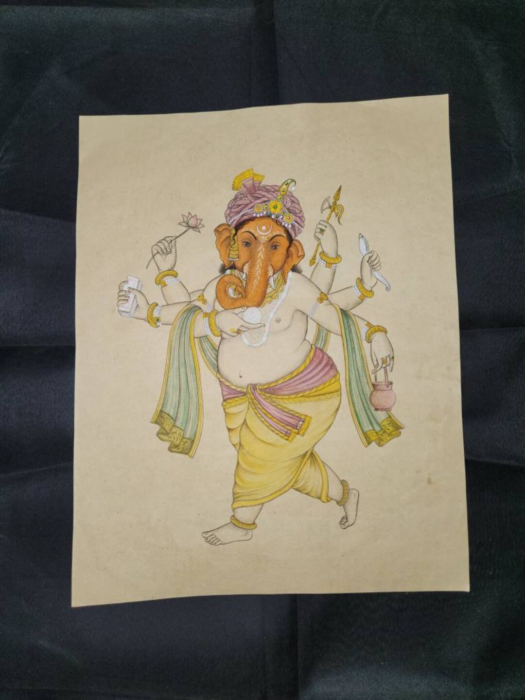 Ganesh Painting Indian Miniature Hand Painting Colored Sketch Painting ...