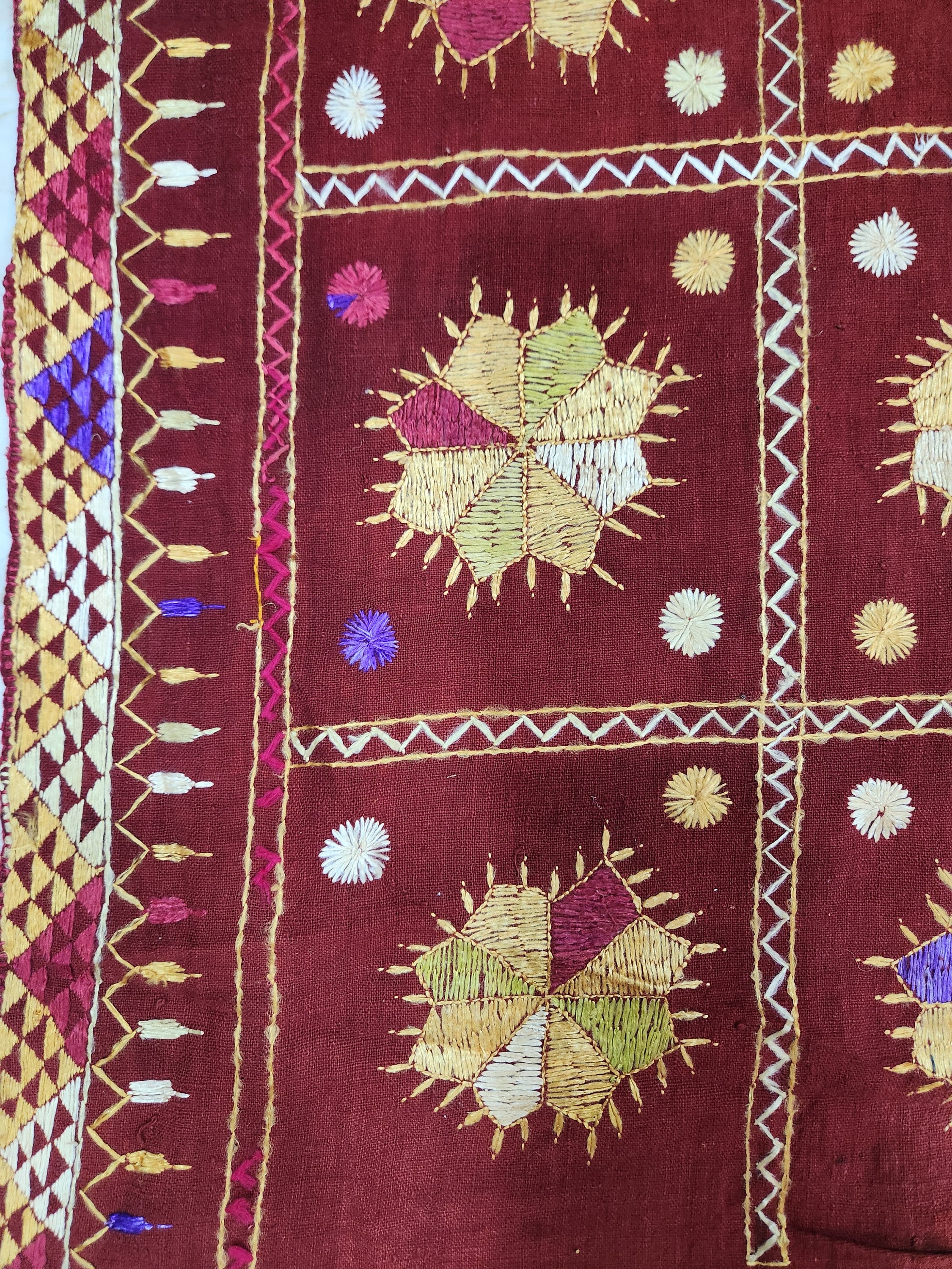 Phulkari Embroidered Surajmukhi Phulkari With Floss-silk on Handwoven Cotton,from West Pakistan ...
