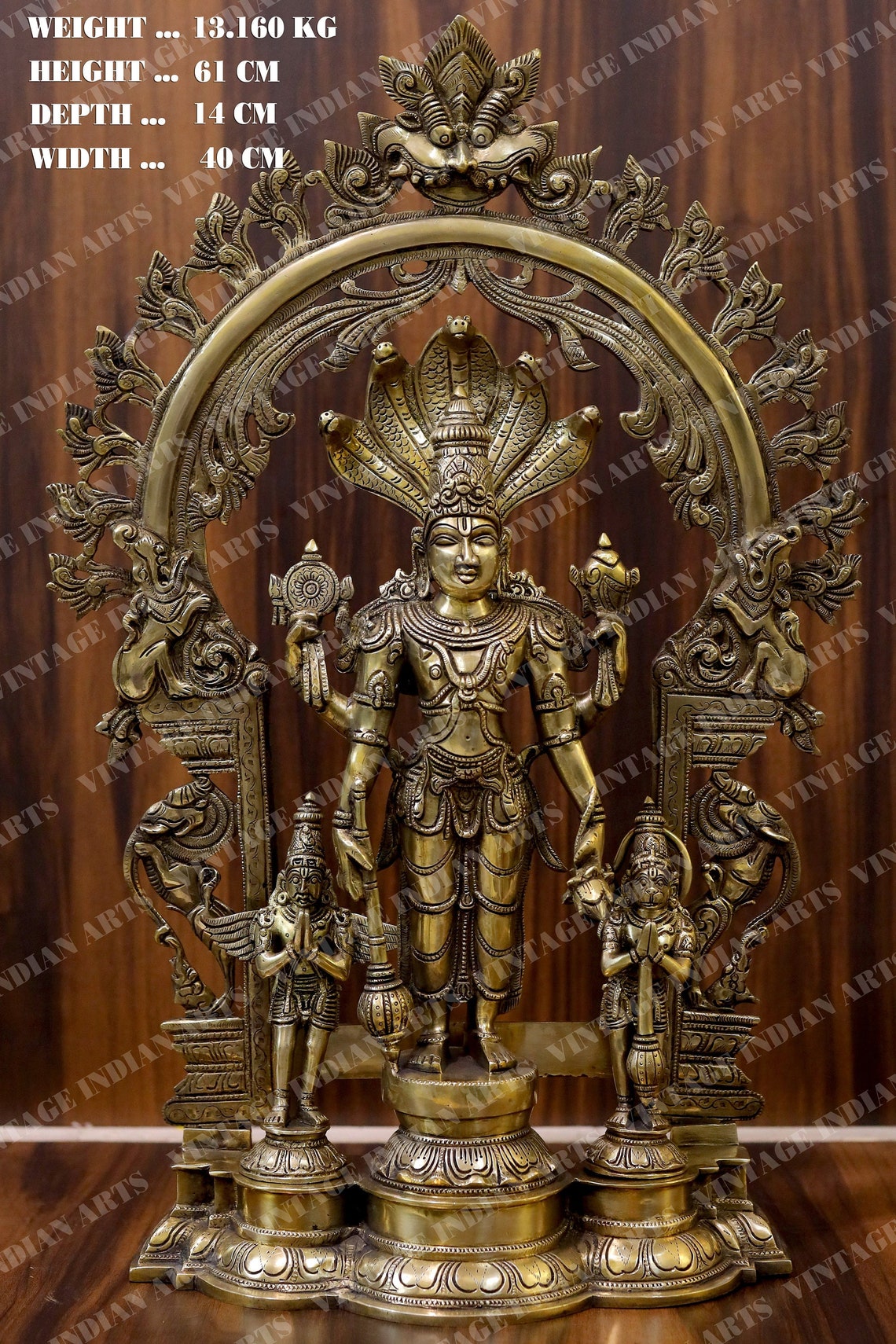 Lord Vishnu Narayan Statue Idol Murti With Garuda and Hanuman for Home ...