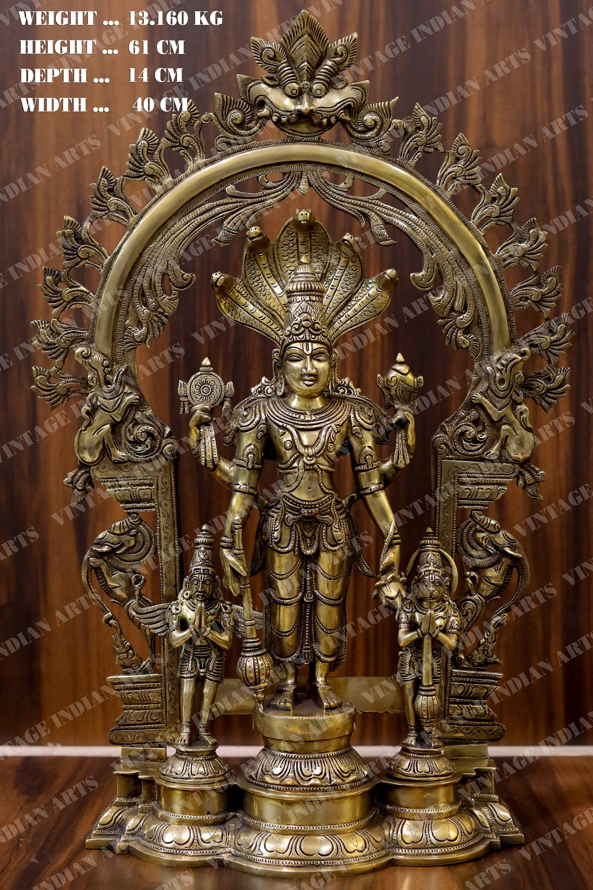 Lord Vishnu Narayan Statue Idol Murti With Garuda and Hanuman for Home ...