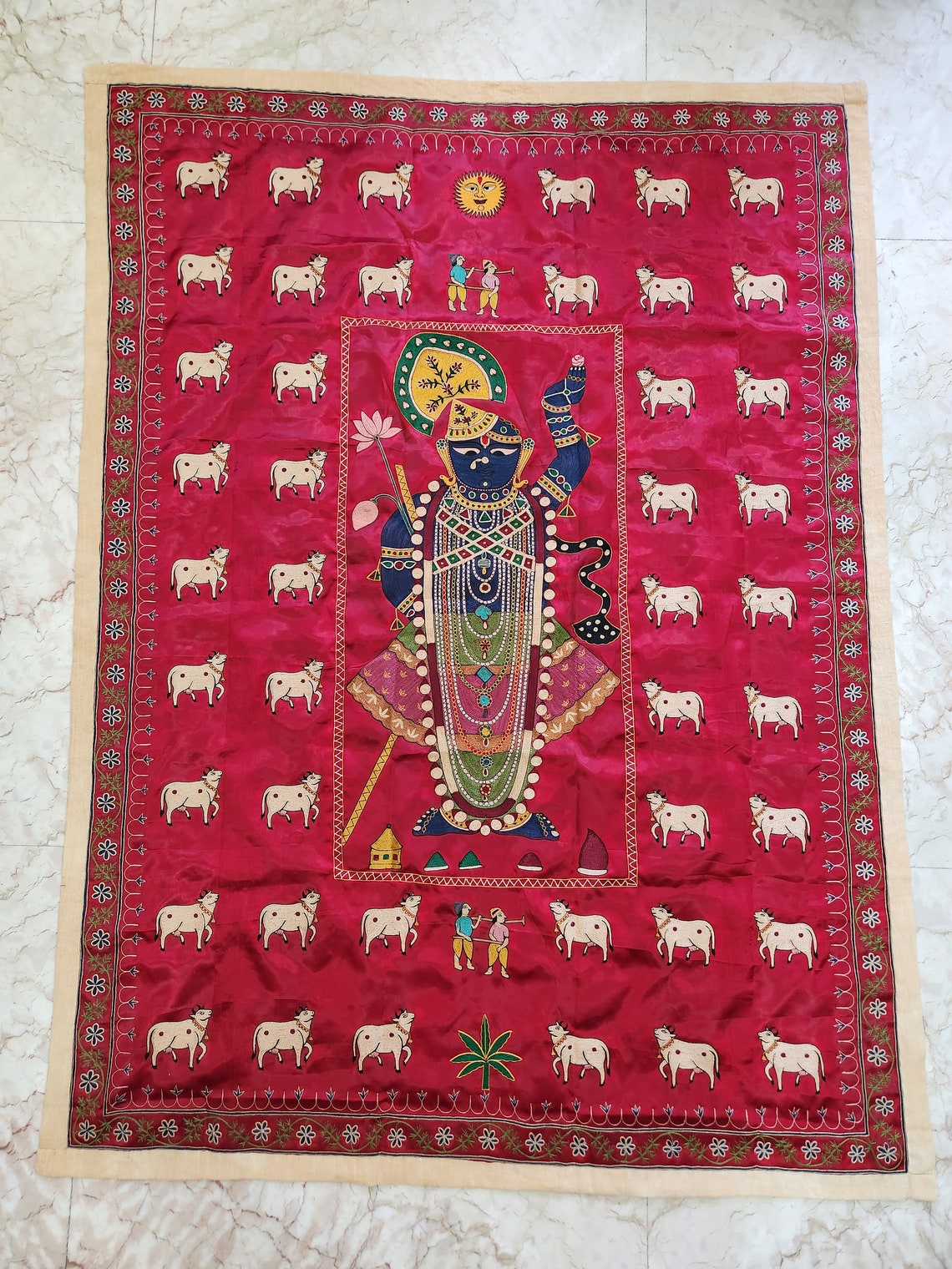 Shrinath Ji Pichwai Hand Embroidery Chain Stich Mochi Stich From Gujrat ...