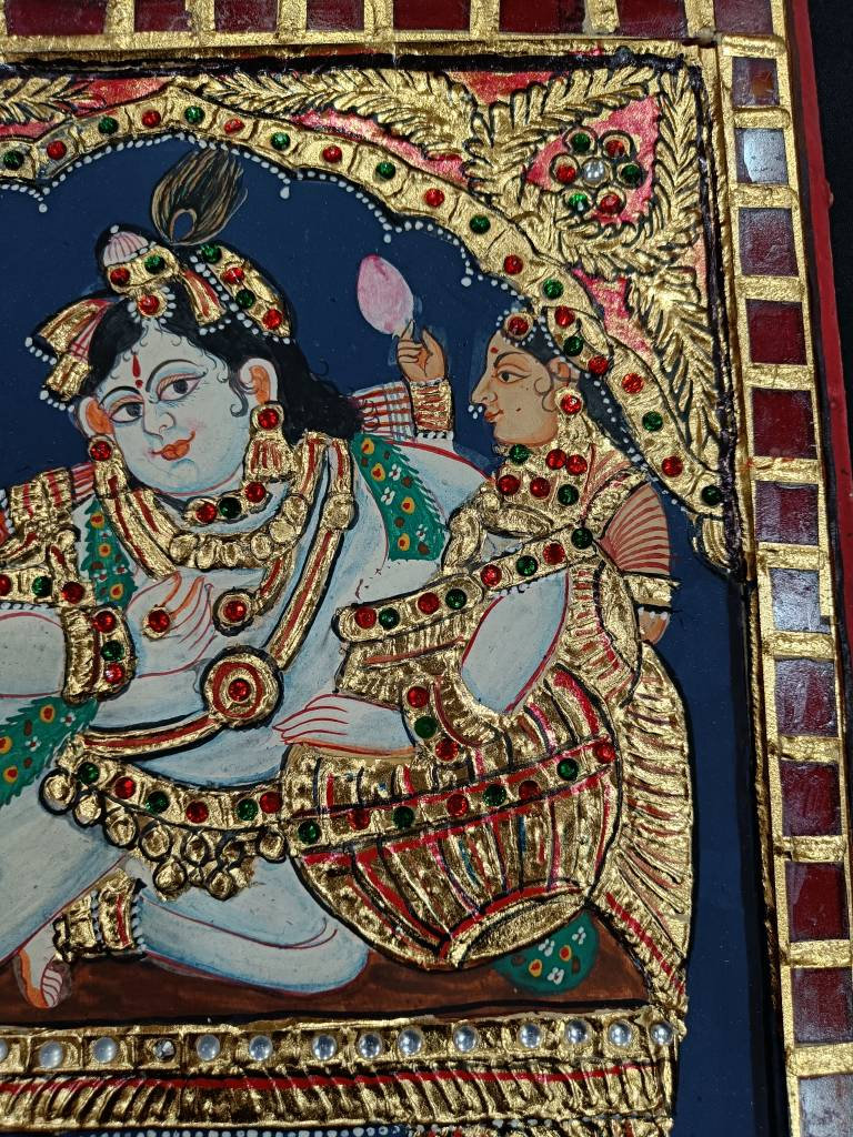 Krishna Tanjore Painting: 22 Carat Gold Indian Art (10x12 Inch) - Etsy
