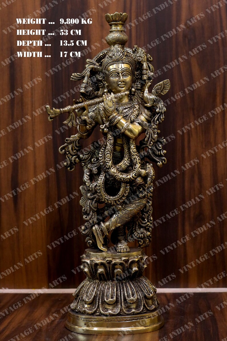 Brass Radha Krishna Beautiful Krishna Statue, Home Decor Gift, Indian ...
