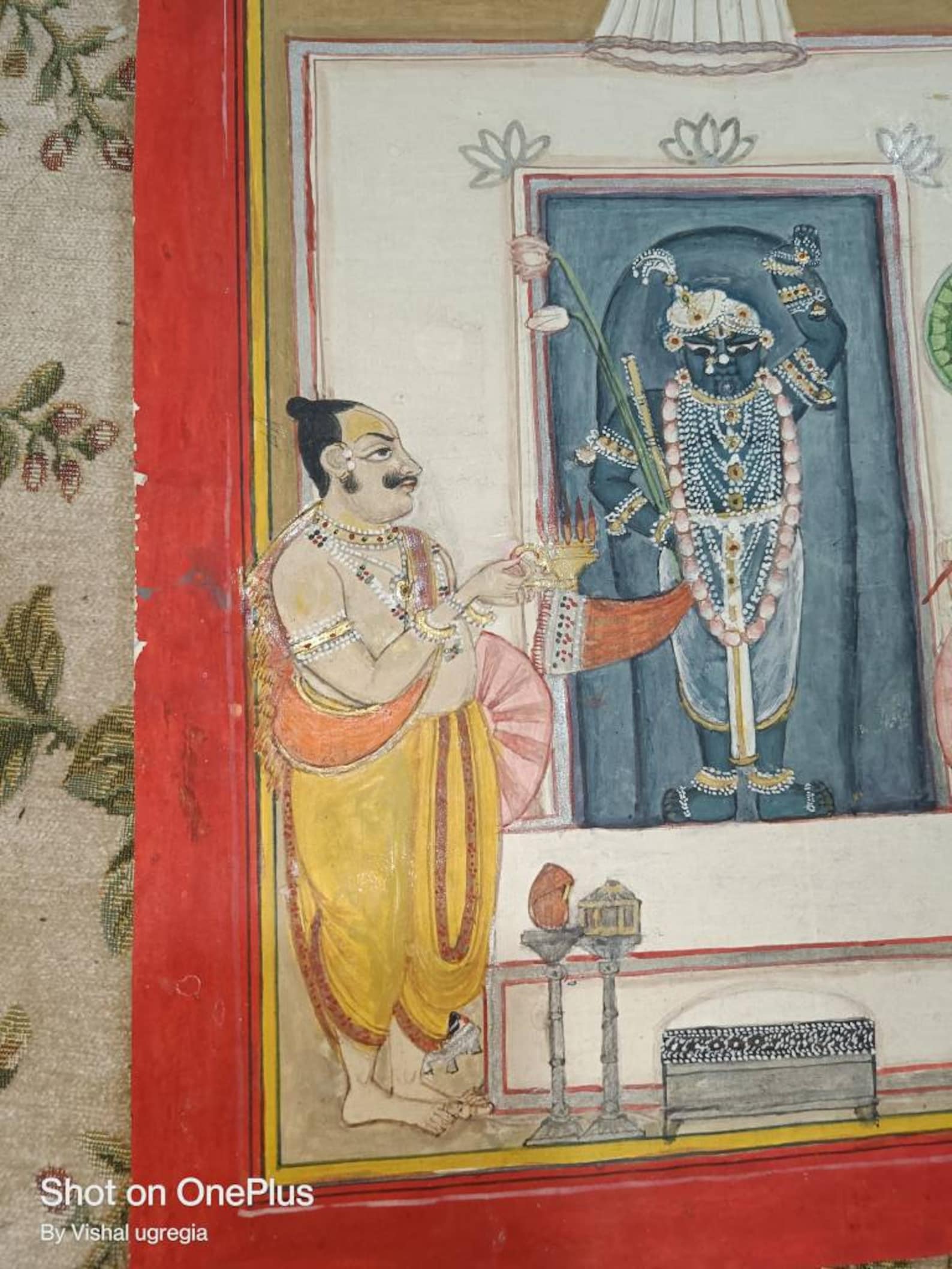 Indian Miniature Painting of Shrinath Ji With Priests Performing ...