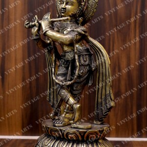 Lord Krishna Statue Krishna With Flute Brass Krishan Statue - Etsy