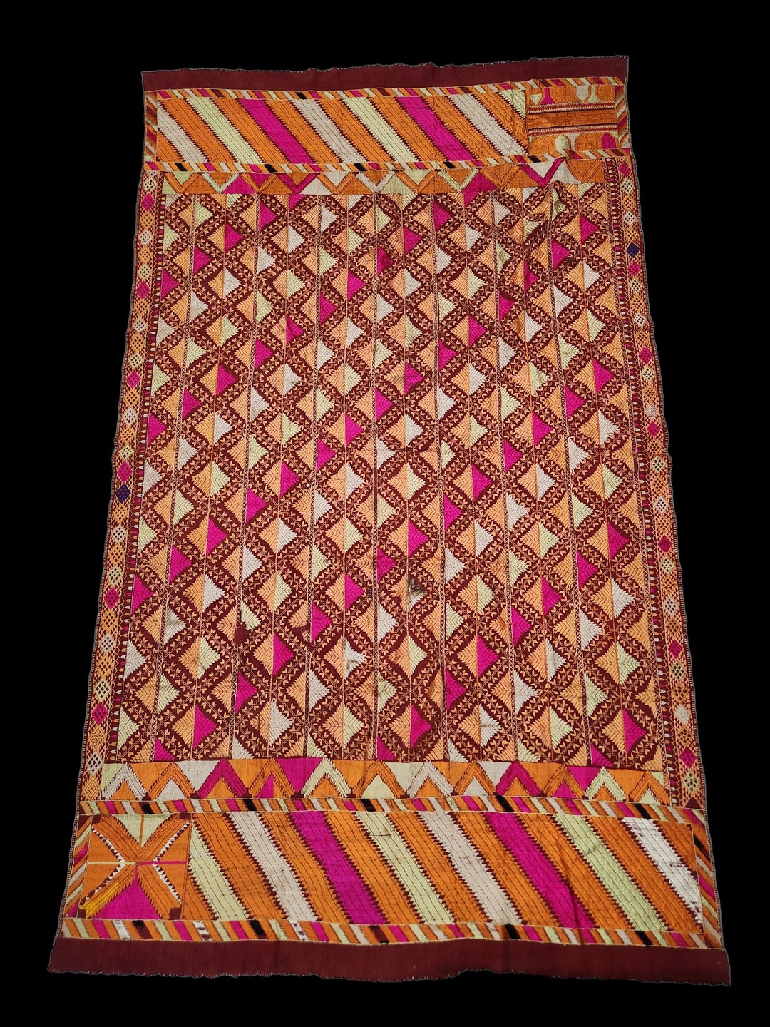 Phulkari Embroidered Phulkari With Floss-silk on Handwoven Cotton,from West Pakistan,punjab ...