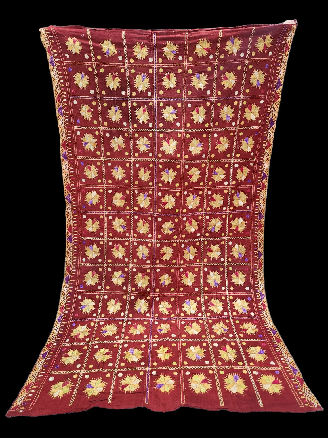 Phulkari Embroidered Surajmukhi Phulkari With Floss-silk on Handwoven Cotton,from West Pakistan ...
