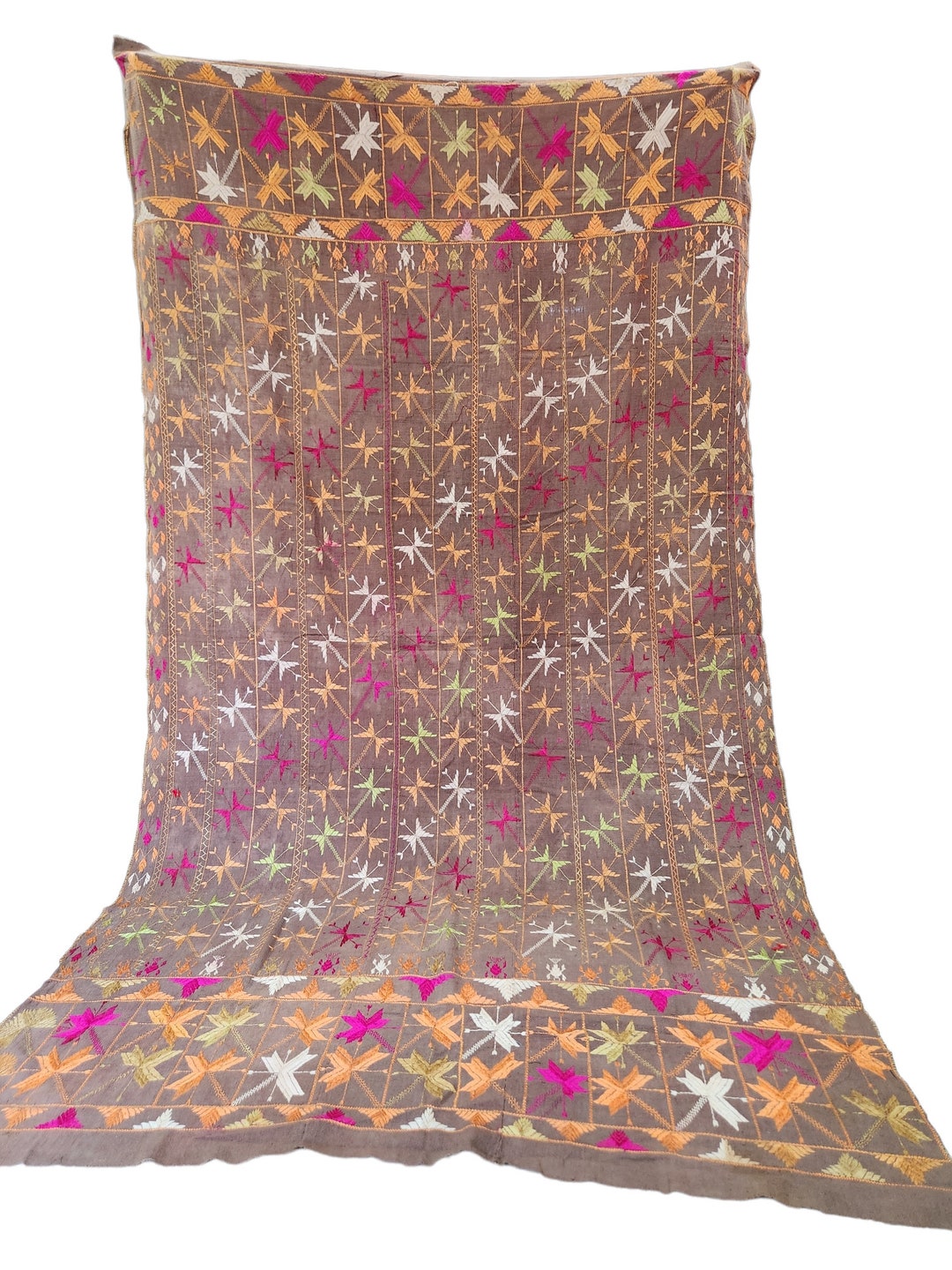 Phulkari Embroidered With Floss-silk on Handwoven Cotton,from West ...