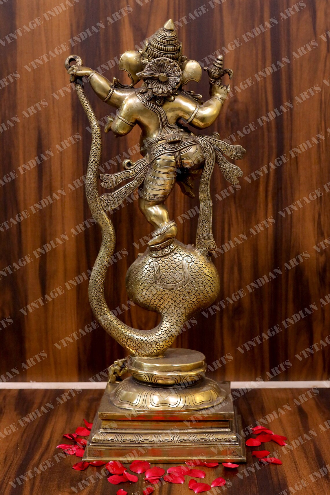 Brass Ganesha on Snake Brass Idol Ganesh Statue Lord Ganesh - Etsy