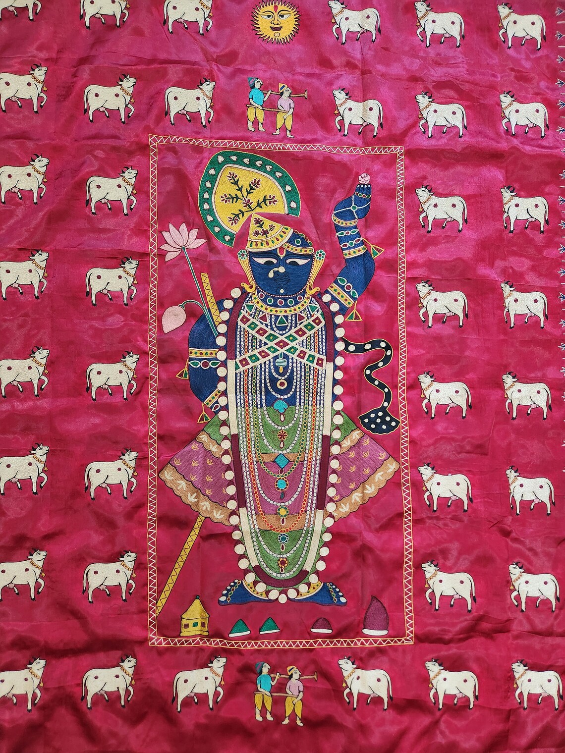 Shrinath Ji Pichwai Hand Embroidery Chain Stich Mochi Stich From Gujrat ...