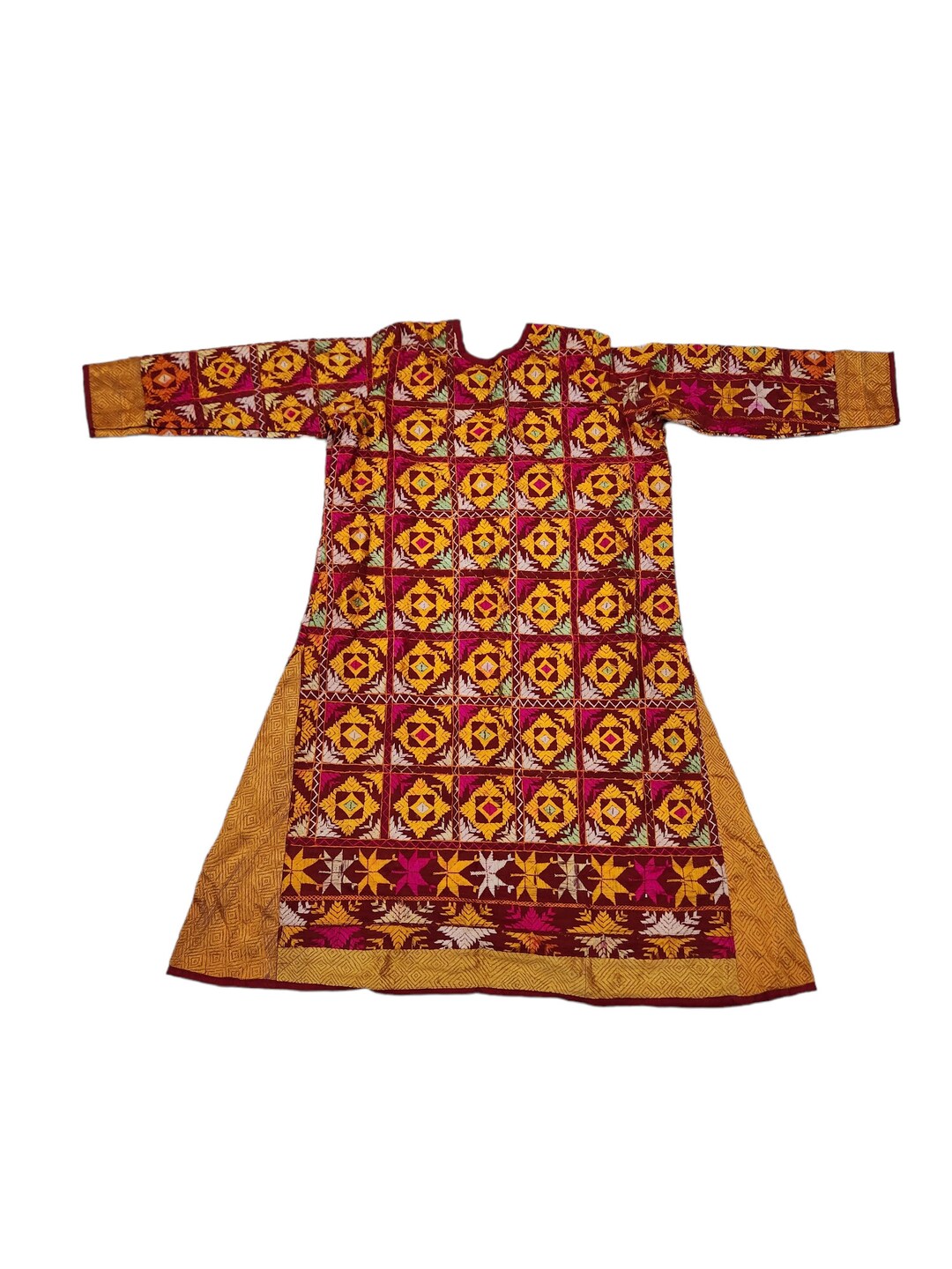 Antique Phulkari Kurta Silk Embroidery Phulkari Kurta - Etsy