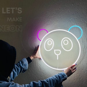 Panda Neon Light, LED Sign, Cute Neon Signs, Lights for Wall Mount ...