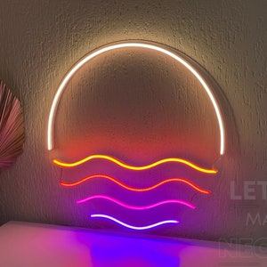 Sunrise Sunset Neon Sign, Retro Sun Wave Neon Sign, Bedroom Neon Sign ...