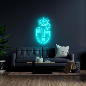 Face Art Neon Sign Wall Art, Neon Sign Art, Face Led Sign, Abstract ...