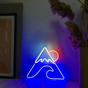 Mountain Sea Neon Signs, Sunset Sunrise Neon Sign for Bedroom, Custom ...