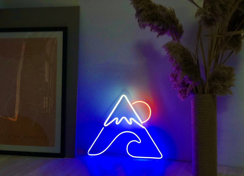 Mountain Sea Neon Signs, Sunset Sunrise Neon Sign for Bedroom, Custom ...