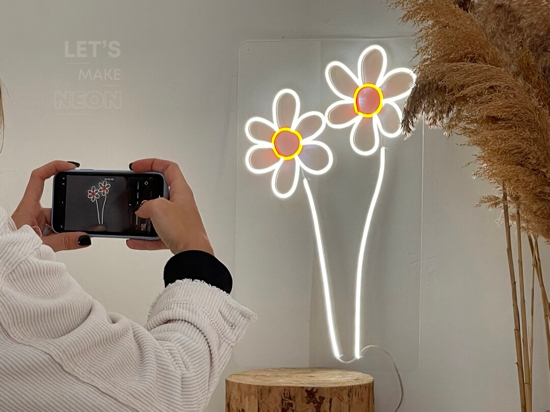 Add a Floral Touch With "chamomile Flower" LED Neon Sign Wall Decor ...