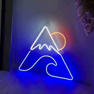 Mountain Sea Neon Signs, Sunset Sunrise Neon Sign for Bedroom, Custom ...