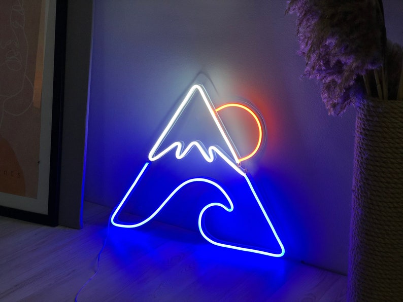 Mountain Sea Neon Signs, Sunset Sunrise Neon Sign for Bedroom, Custom ...
