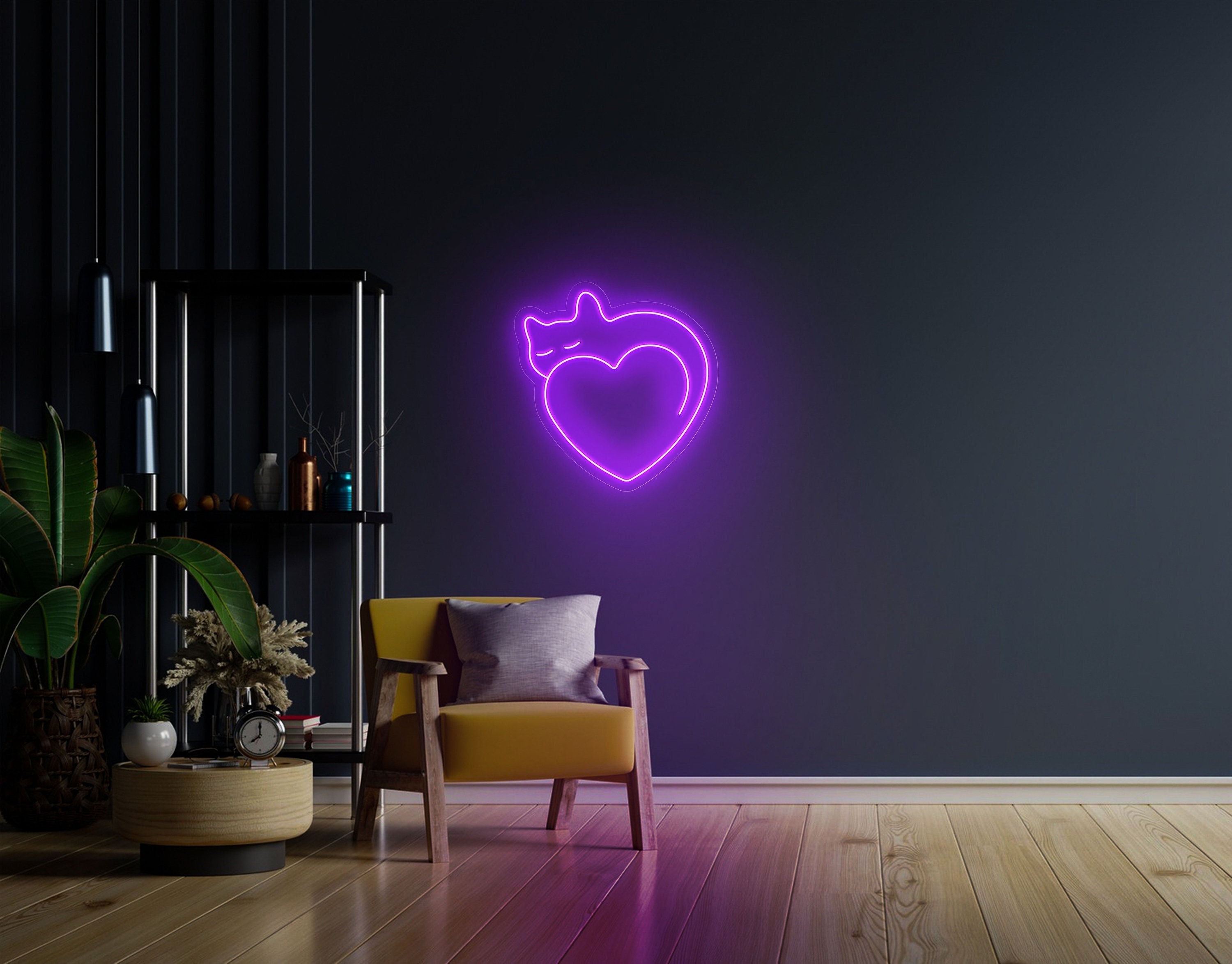 Cat Neon Sign Heart Neon Sign Neon Sign Cat Cat Wall Decor - Etsy