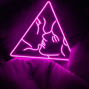 Pink Neon Sign Lovers, Bedroom Neon Sign, Neon Sign, Kiss Neon Sign ...