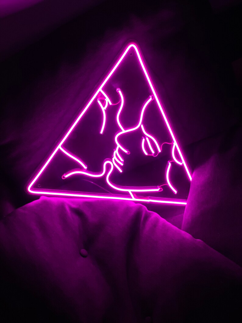 Pink Neon Sign Lovers Bedroom Neon Sign Neon Sign Kiss Neon Etsy