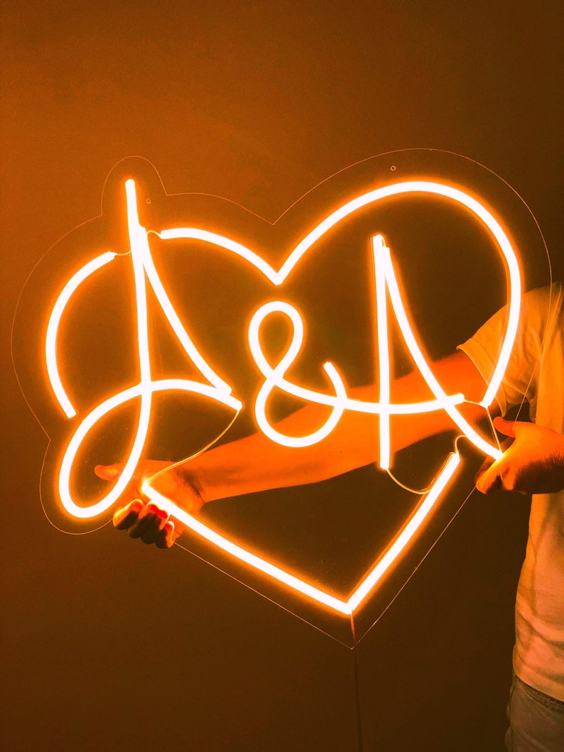 Custom Initials Heart Neon Wedding Sign Personlized Wedding - Etsy