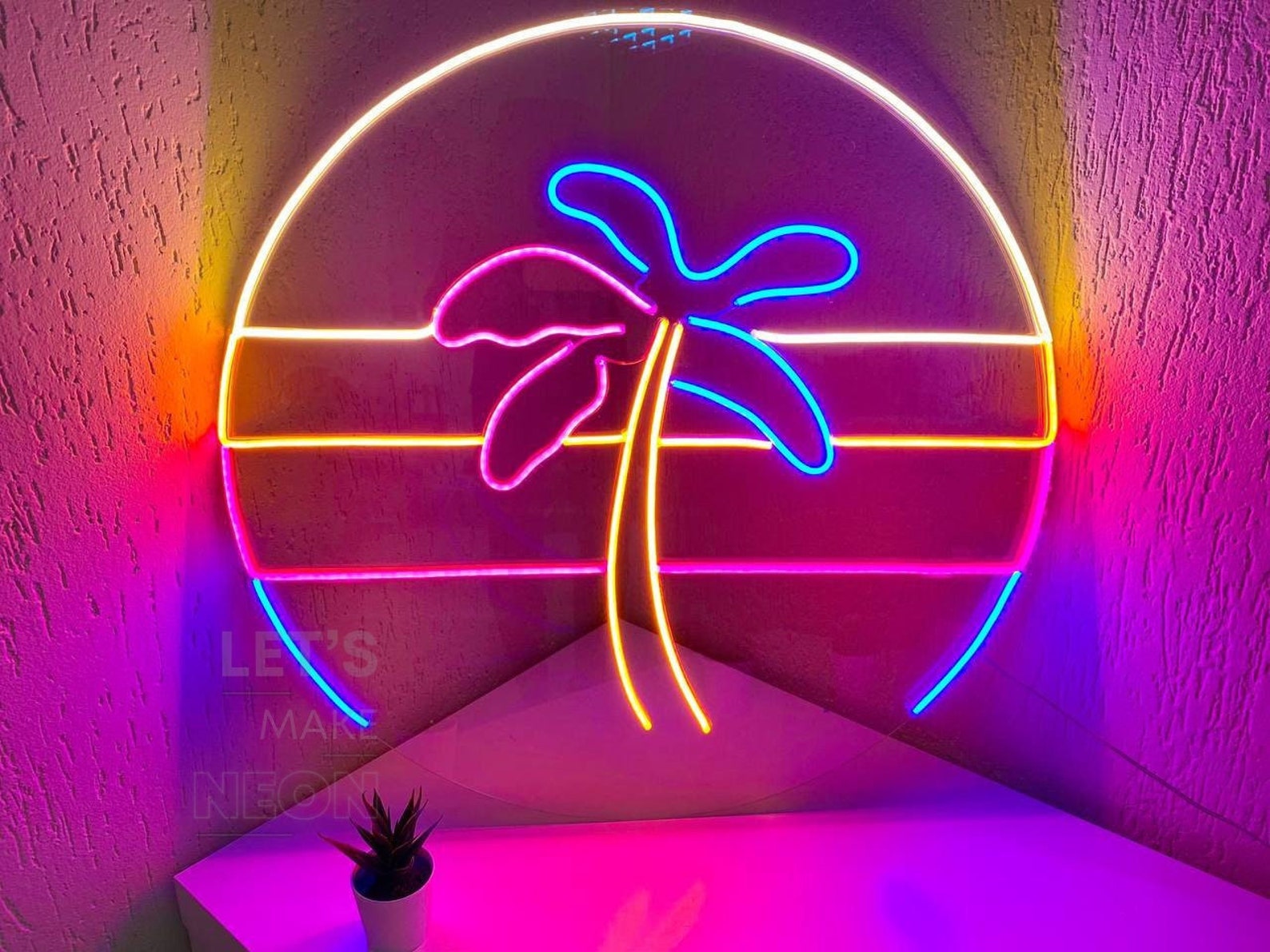 Palm Tree Retro 80s Neon Light, Neon Sign, Wall Decor, Retro Neon Sign ...