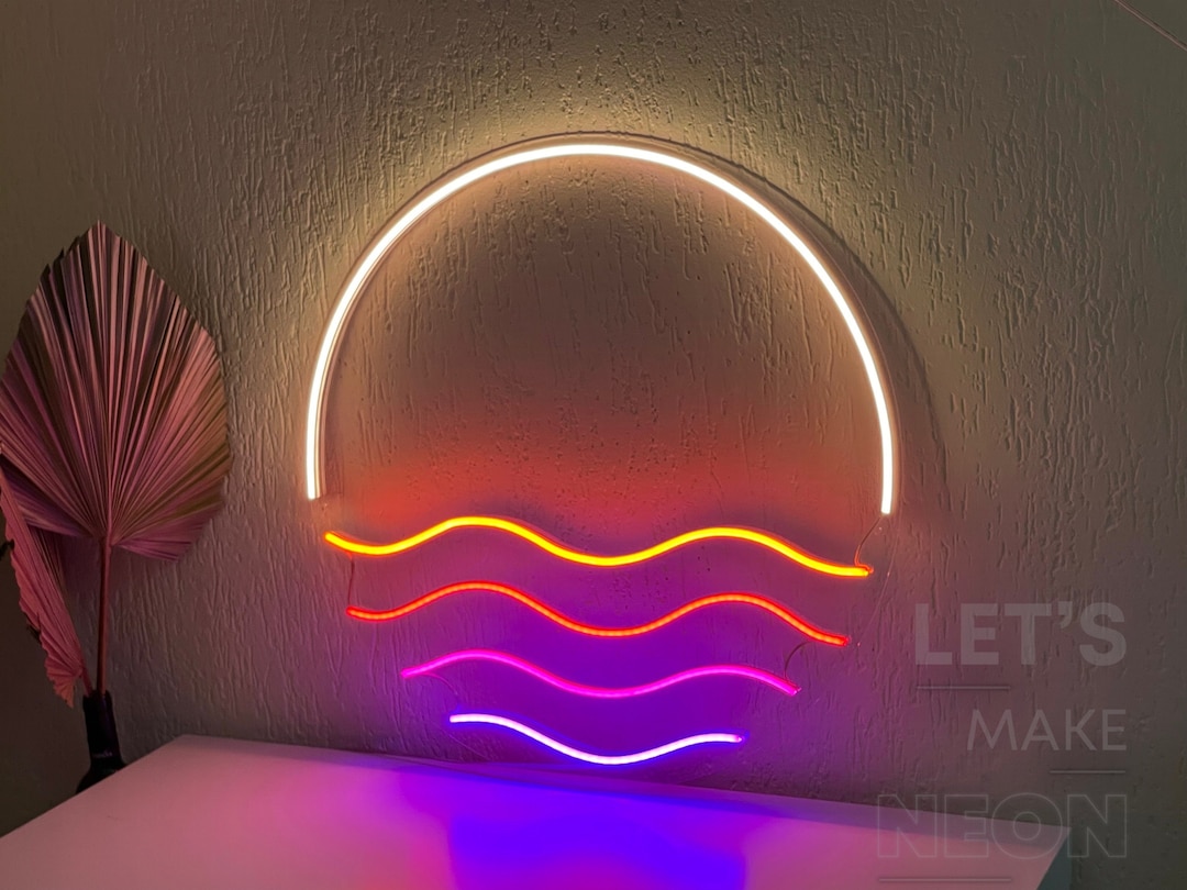 Sunrise Sunset Neon Sign, Retro Sun Wave Neon Sign, Bedroom Neon Sign ...