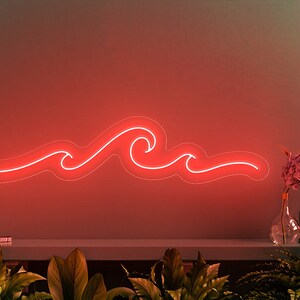 Wave Neon Sign - LED Neon Sign, Wall Decor, Wall Sign, Water Neon Sign ...