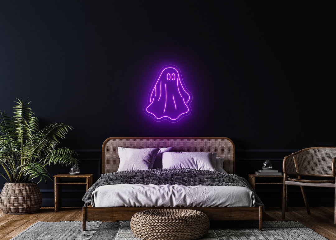 Ghost Neon Sign, Ghost Neon Light Sign, Ghost Led Neon Sign, Neon Sign ...