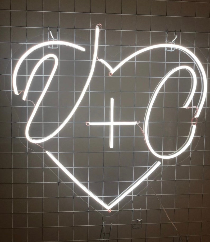 Custom Initials Heart Neon Wedding Sign Personlized Wedding - Etsy