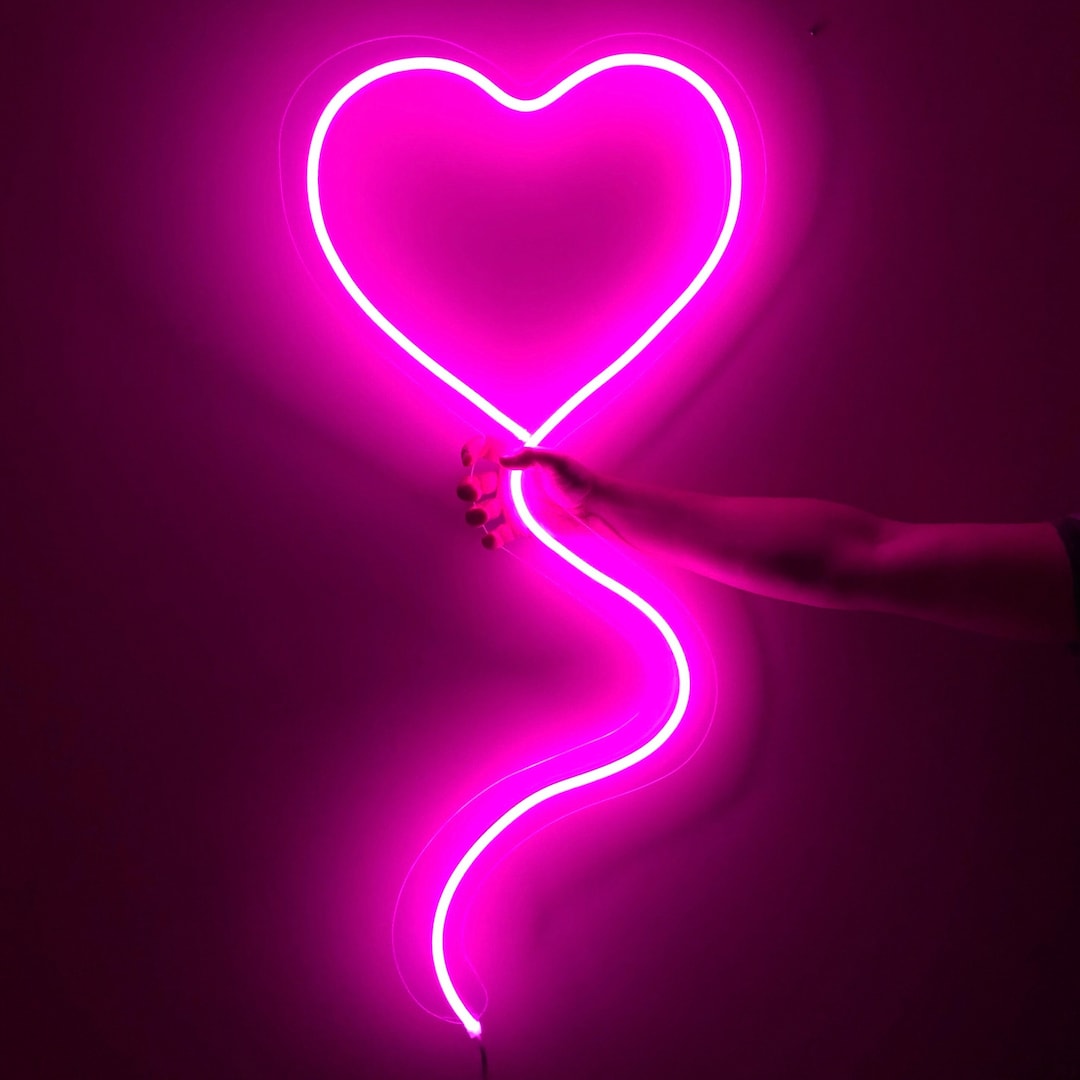 Heart Neon Sign, Pink Neon Sign Bedroom, Custom Led Neon Light Sign ...