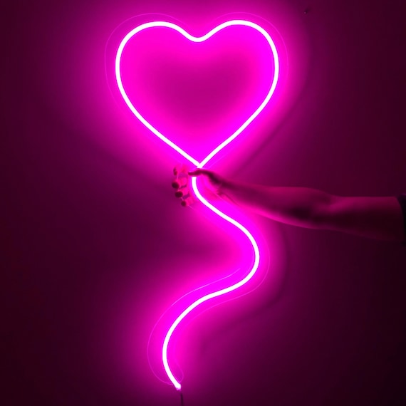 Heart Neon Sign Pink Neon Sign Bedroom Custom Led Neon Light - Etsy