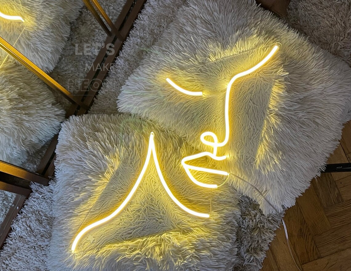 Woman Face Neon Art Custom Neon Sign Face Neon Sign Bedroom - Etsy