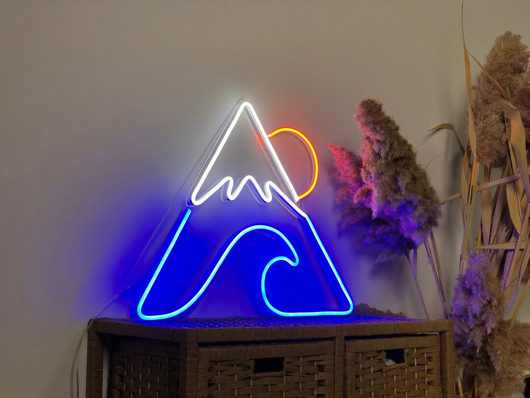 Mountain Sea Neon Signs, Sunset Sunrise Neon Sign for Bedroom, Custom ...