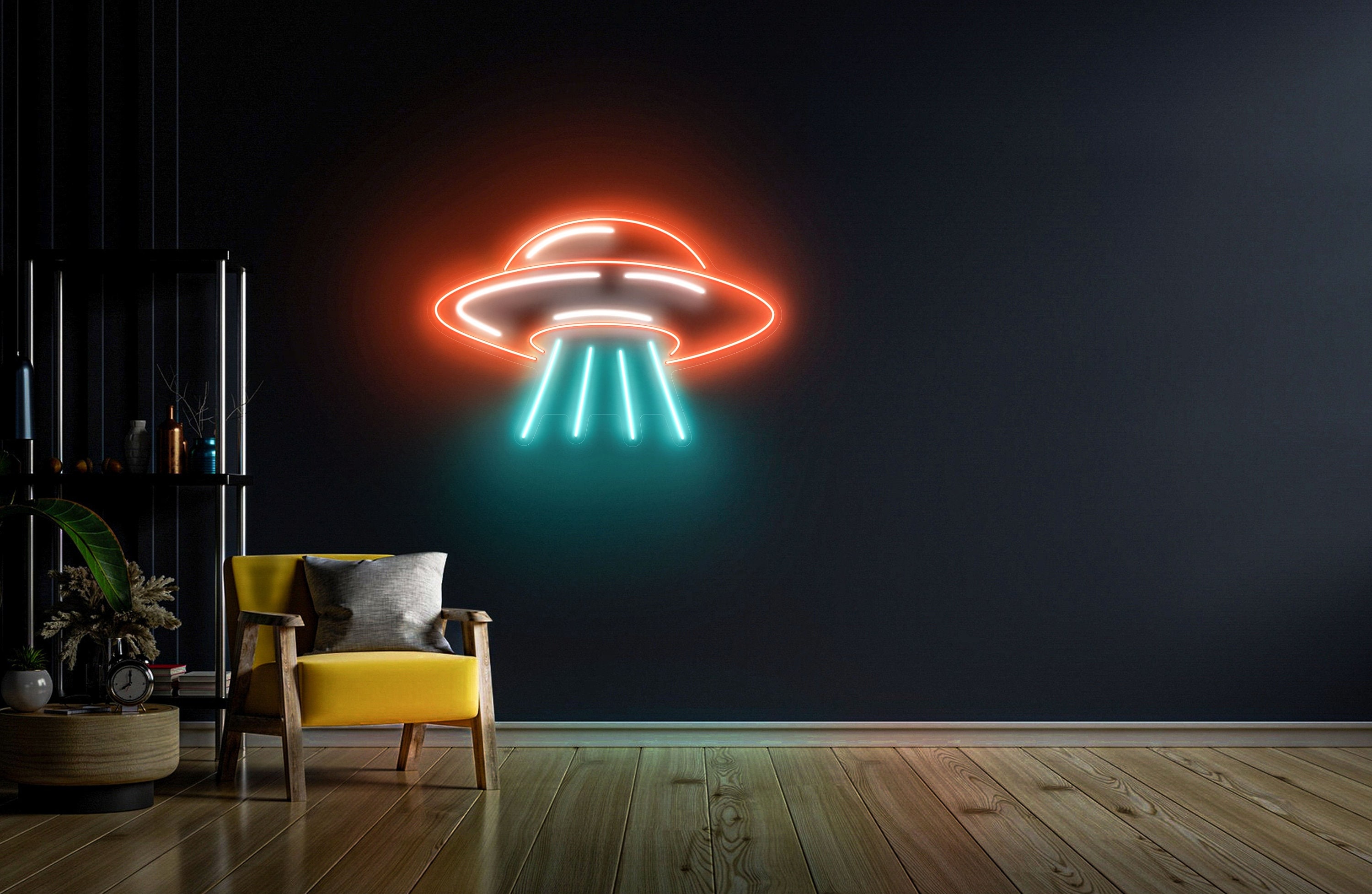 UFO Neon Sign LED Neon Lights Cloud Neon Wall Decor Flying - Etsy