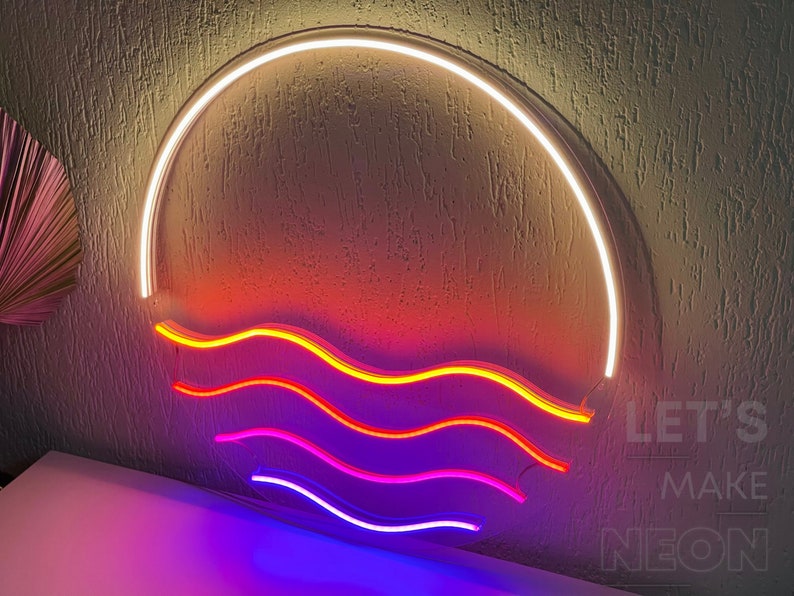 Sunrise Sunset Neon Sign Retro Sun Wave Neon Sign Bedroom - Etsy