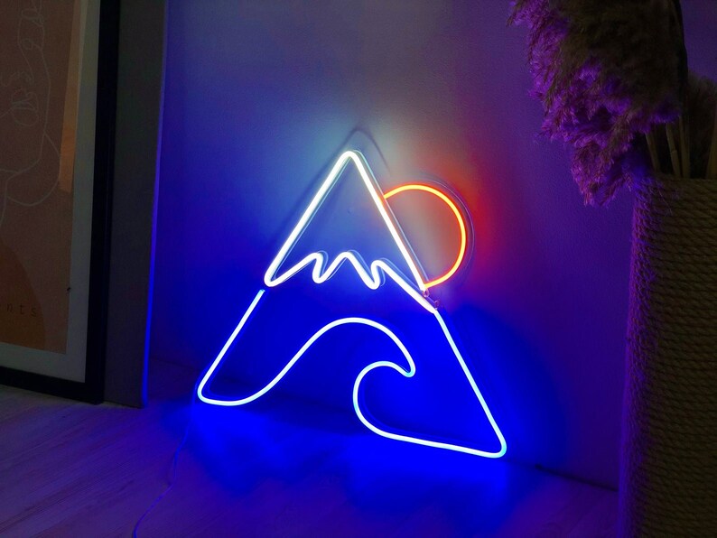 Mountain Sea Neon Signs, Sunset Sunrise Neon Sign for Bedroom, Custom ...