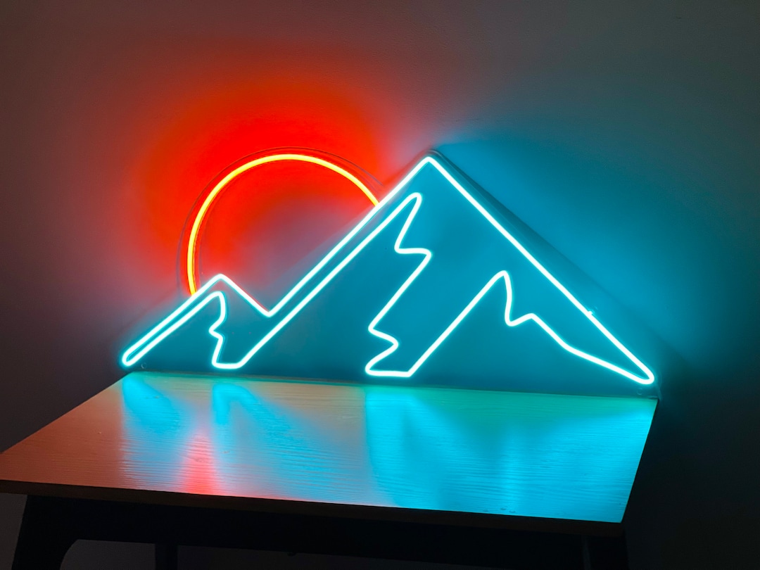 Mountain Neon Wall Art Landscape Neon Sign Neon Art, Mountain Art Light ...