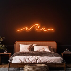 Wave Neon Sign - LED Neon Sign, Wall Decor, Wall Sign, Water Neon Sign ...