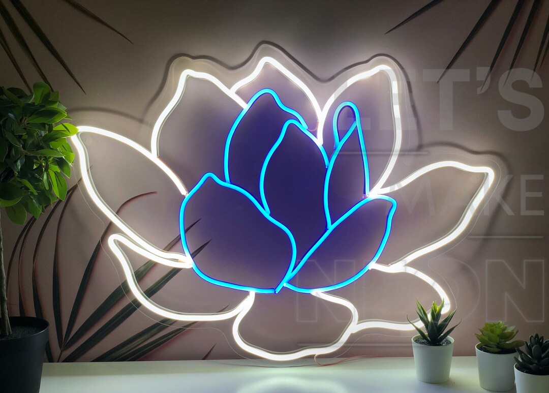 Neon Sign Light Lotus Flower - Bedroom Neon Sign - Neon Light Sign for ...