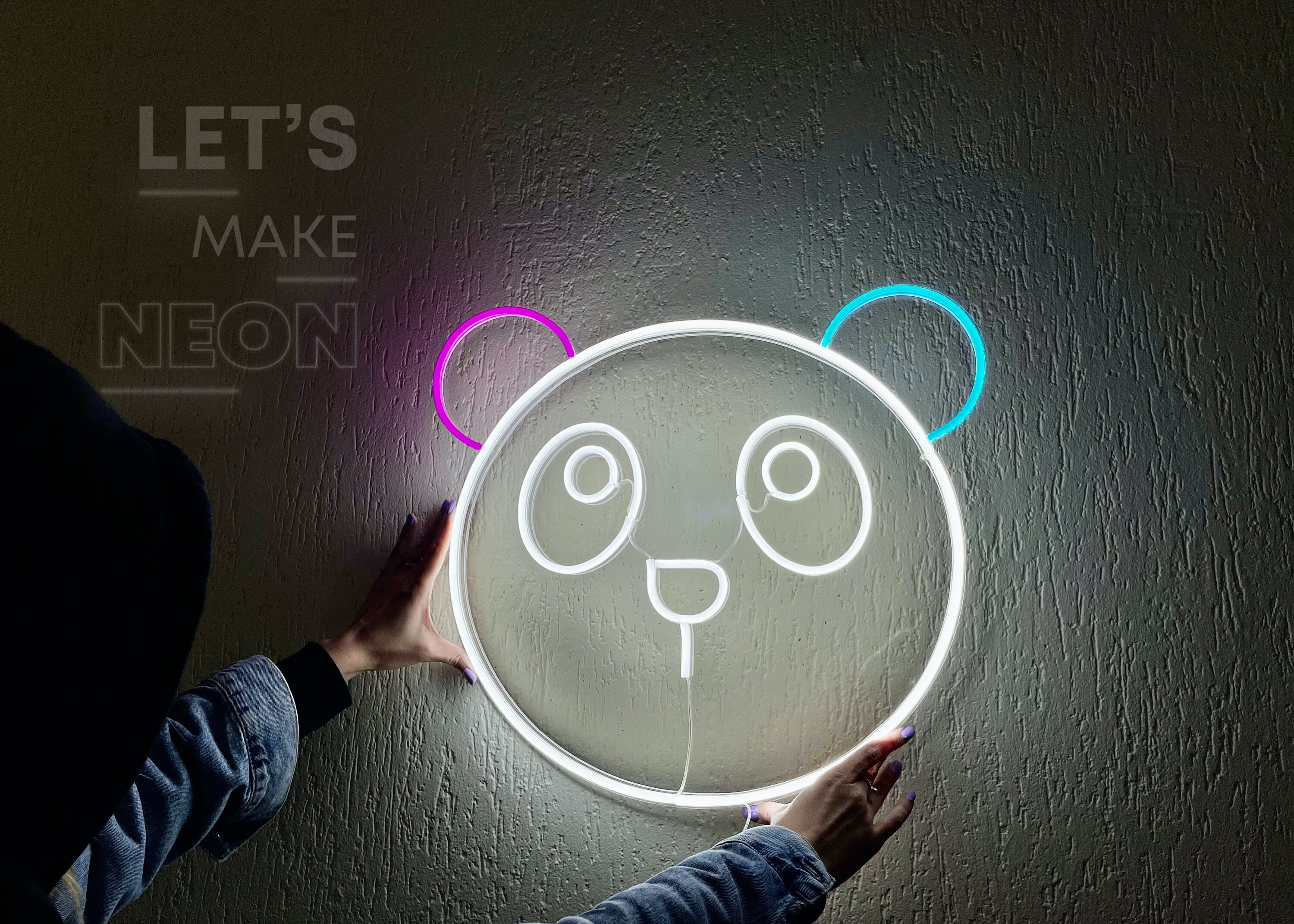 Panda Neon Light, LED Sign, Cute Neon Signs, Lights for Wall Mount ...