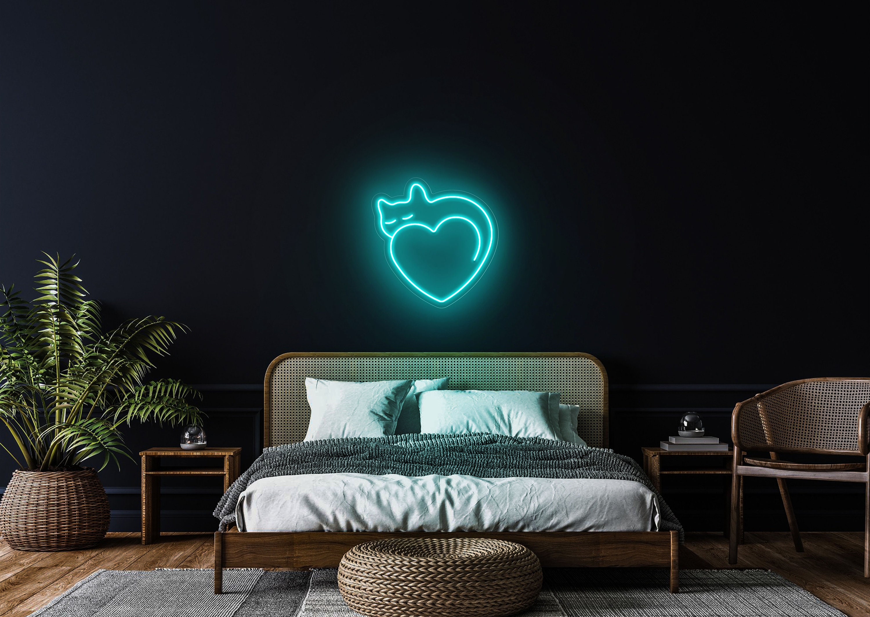 Cat Neon Sign Heart Neon Sign Neon Sign Cat Cat Wall Decor - Etsy