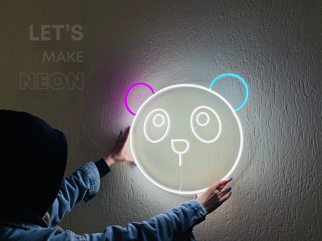 Panda Neon Light, LED Sign, Cute Neon Signs, Lights for Wall Mount ...