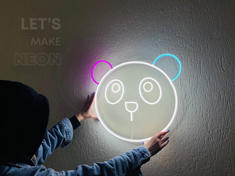 Panda Neon Light, LED Sign, Cute Neon Signs, Lights for Wall Mount ...
