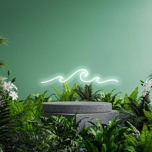 Wave Neon Sign - LED Neon Sign, Wall Decor, Wall Sign, Water Neon Sign ...